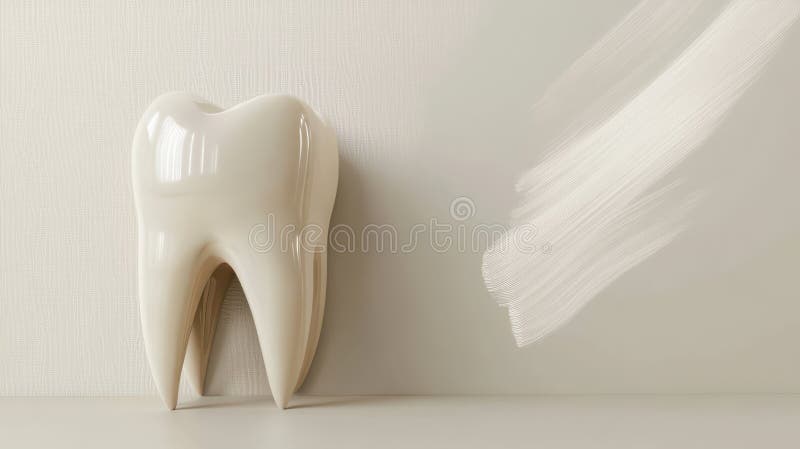 Realistic Tooth Sculpture with Artistic Brush Stroke on Minimalist ...