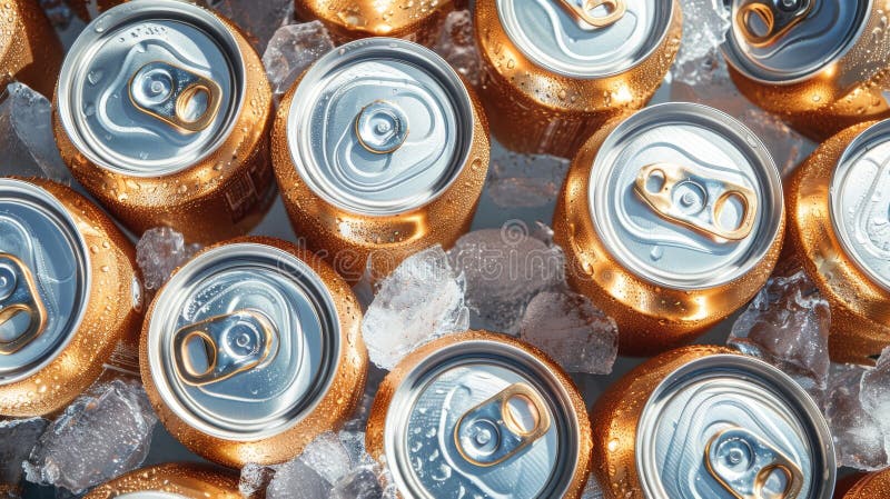 Realistic Top View of Aluminum Cans in Ice with Refreshing Cold Drink ...