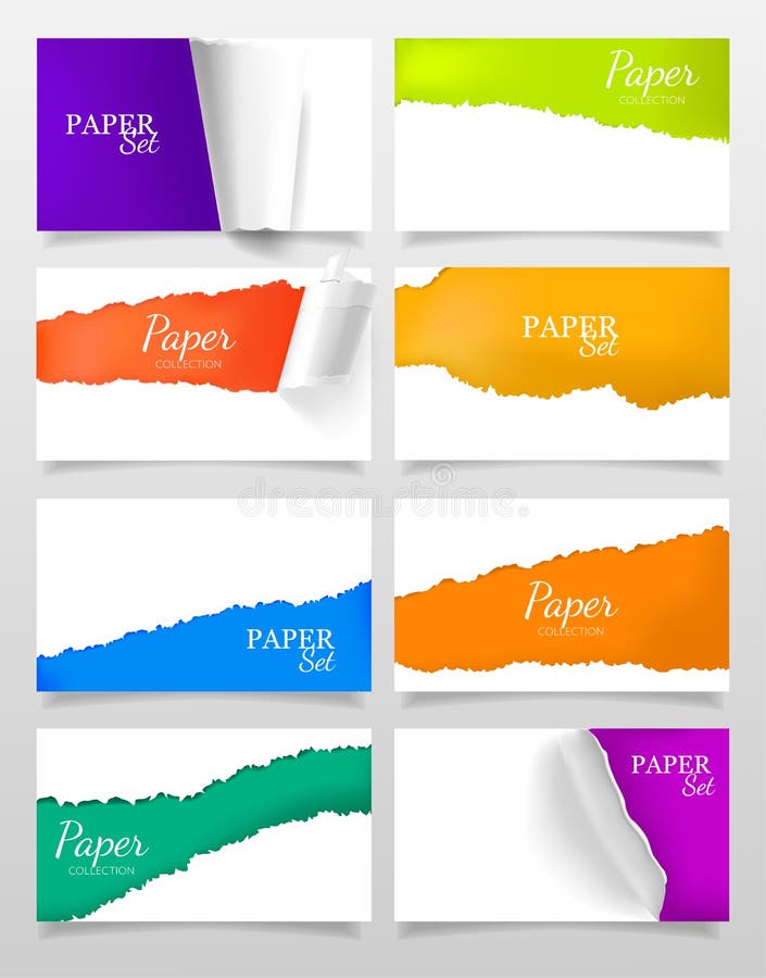 Realistic Torn Paper Banners Stock Vector - Illustration of curl, edge ...