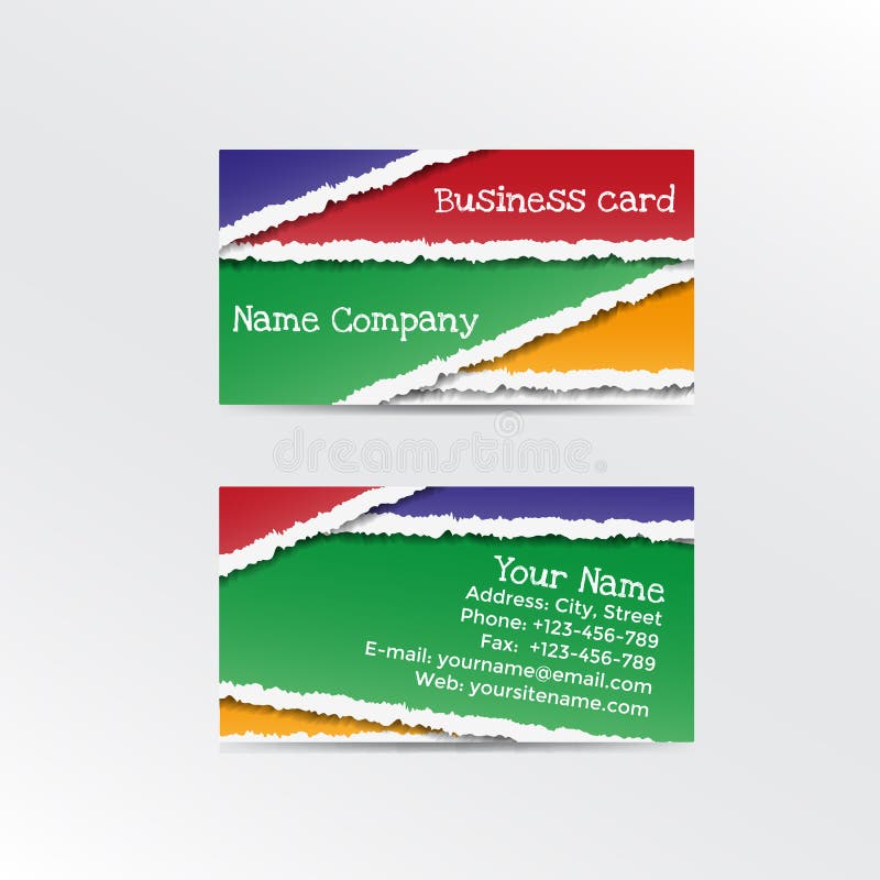 Realistic Torn Paper Business Card Stock Vector - Illustration of ...