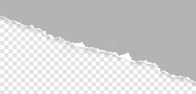 Realistic, Torn, Ripped Diagonal Strip of Grey Paper with a Light ...