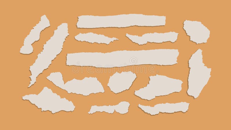 Realistic Torn or Ripped Paper Strip Set with Grunge Edges. Vector ...