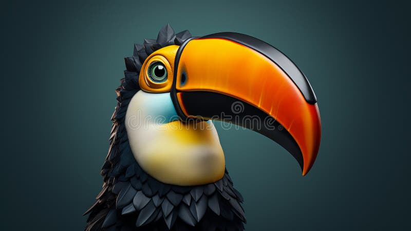 Realistic Toucan 3d Rendering with Tilt Shift Style Stock Illustration ...