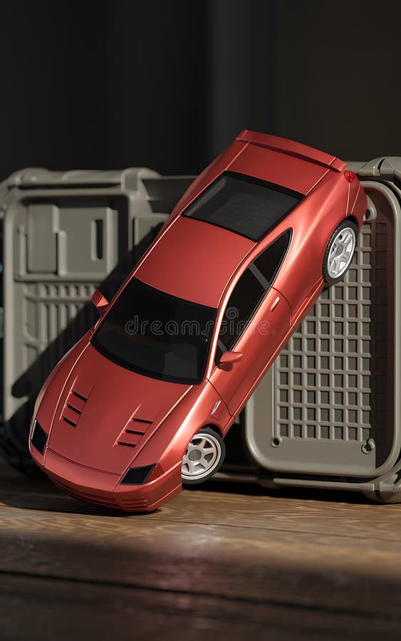Realistic Toy Car Rendered in Striking Red Hue Showcasing Intricate ...