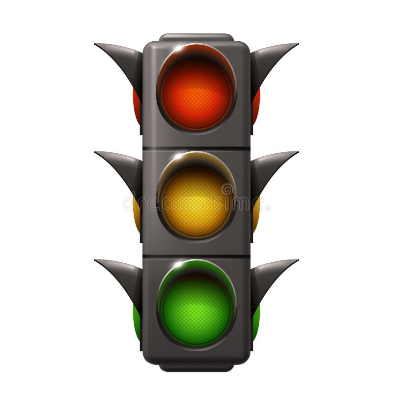 Realistic Traffic Light Isolated on White Stock Vector - Illustration ...