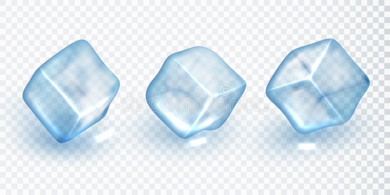 Realistic Translucent Ice Cubes in Blue Color Isolated on Transparent ...