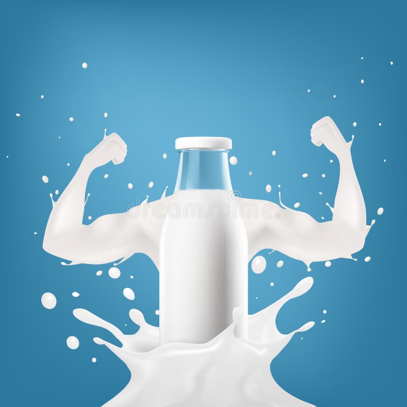 Realistic Transparent Clear Milk Bottle Advertising Template Stock ...