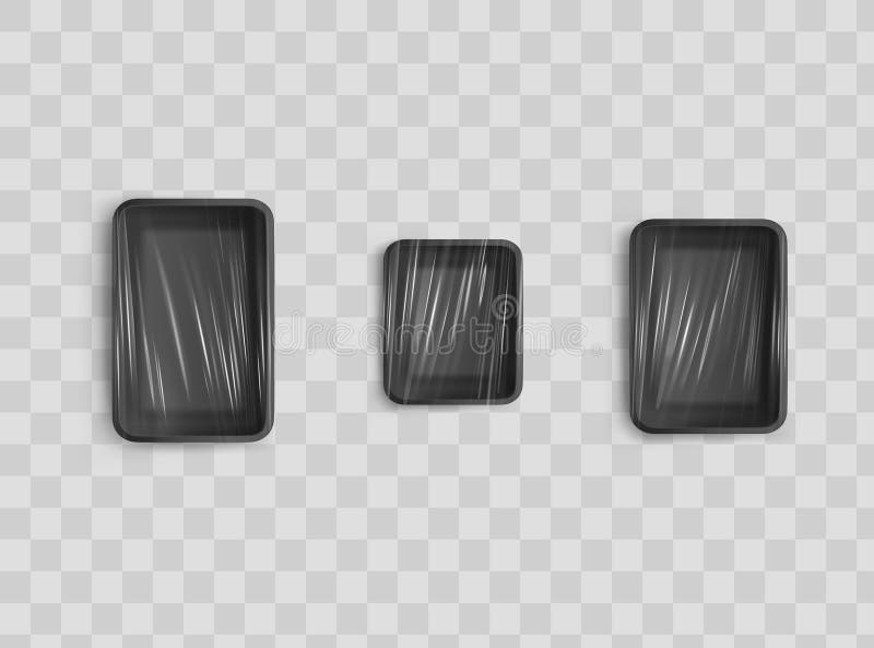 Realistic Transparent Empty Plastic Food Packaging Template Set. Stock ...