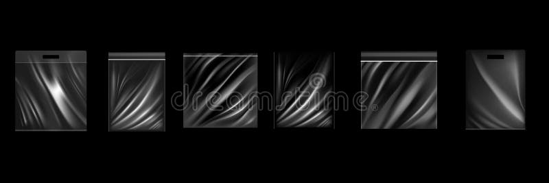 Realistic Transparent Empty Plastic Food Packaging Template Set. Stock ...