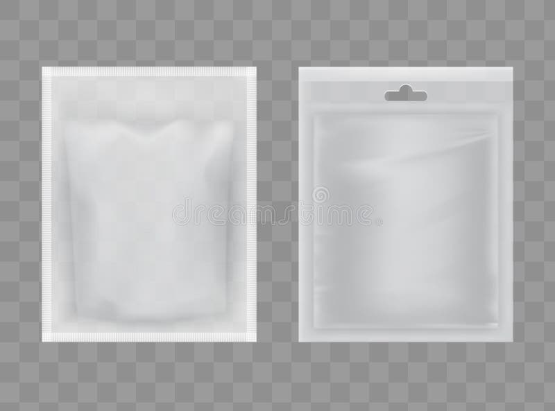Realistic Transparent Empty Plastic Food Packaging Template Set. Stock ...
