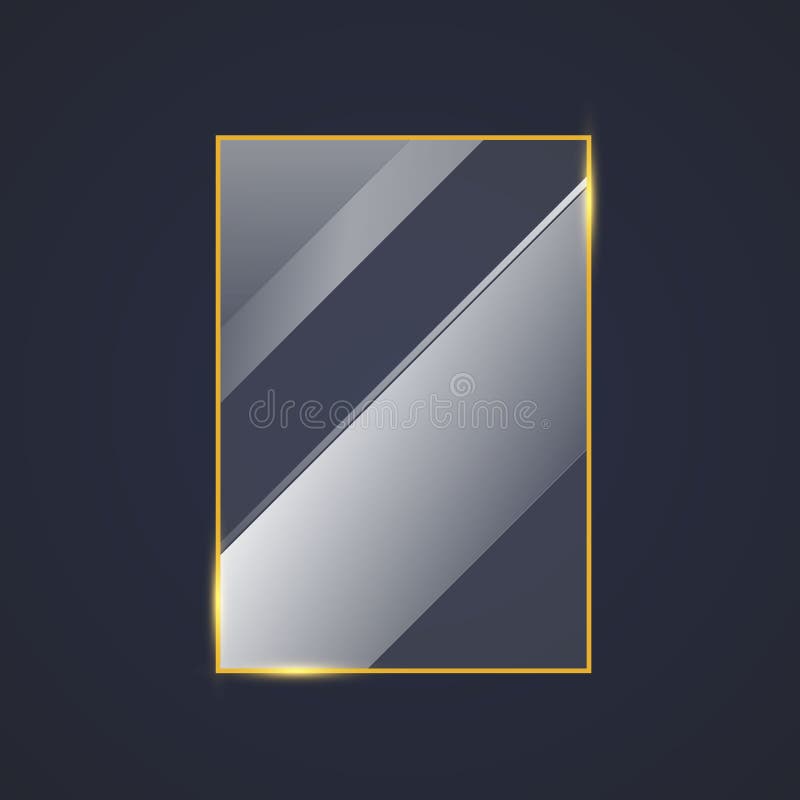 Realistic Transparent Glass Window in Gold Rectangle Frame Stock ...