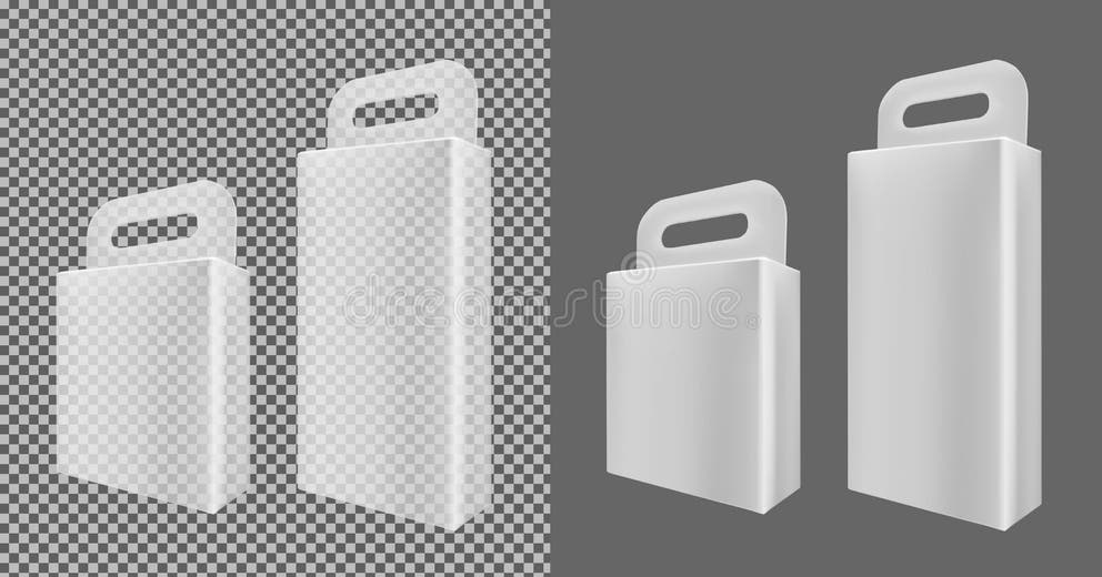 Realistic Transparent Paper or Plastic Packaging Box with Hanging Hole ...