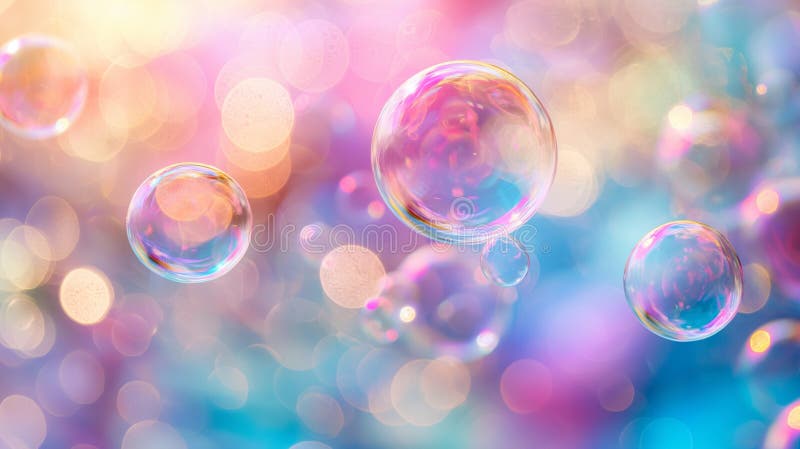Realistic Transparent Soap Bubbles with Rainbow Reflection Stock Photo - Image of ball, bubble ...