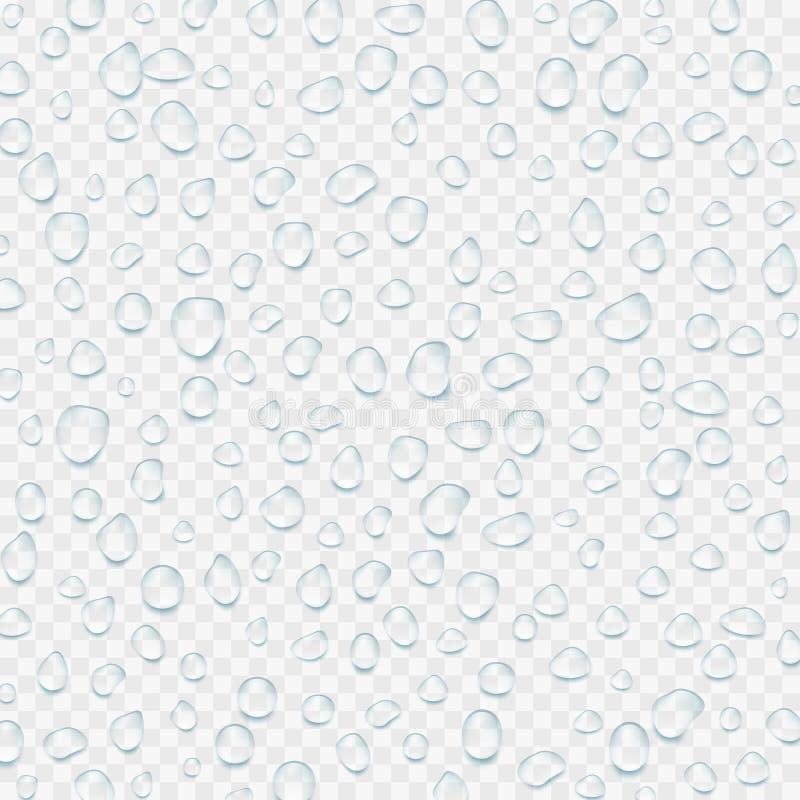 Realistic Water Drops on Blue Background, Real Transparent Effect ...