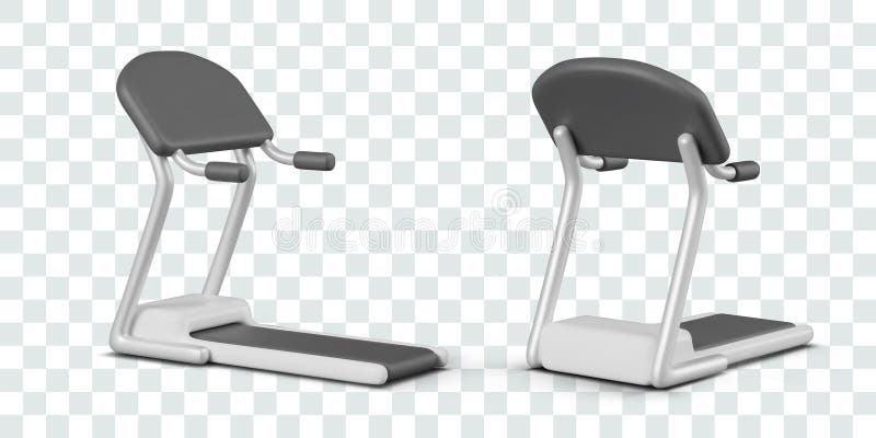 Realistic Treadmill, View from Different Sides. Empty Sports Simulator ...