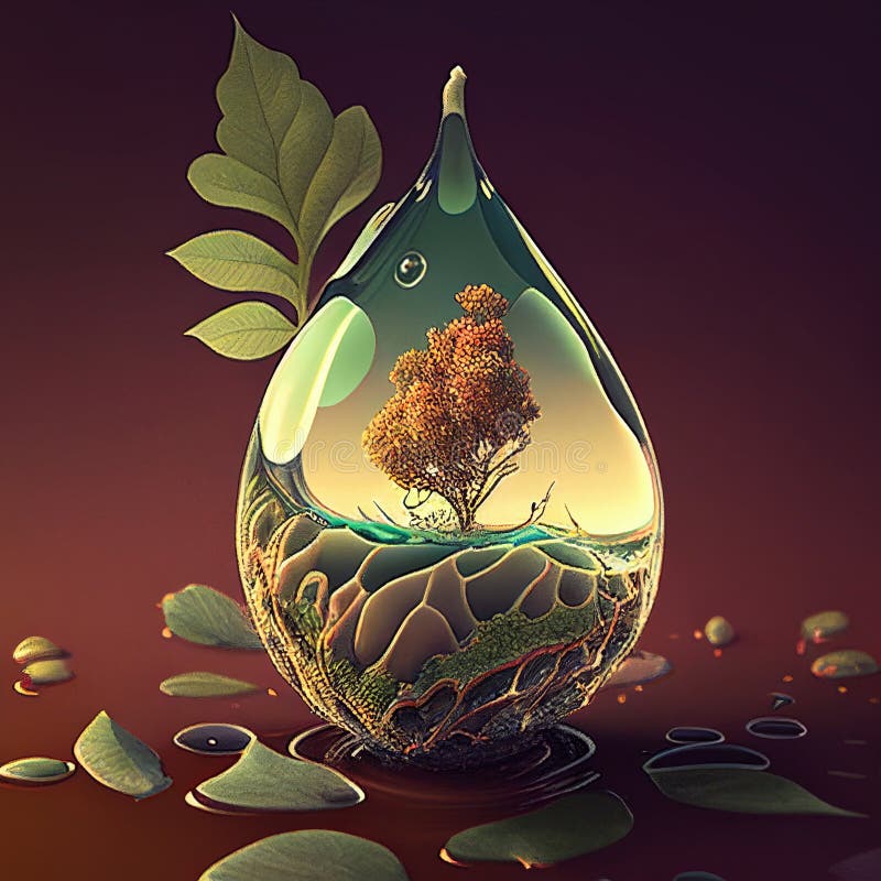REalistic Tree in a Drop Illustration. AI Generated Stock Illustration ...