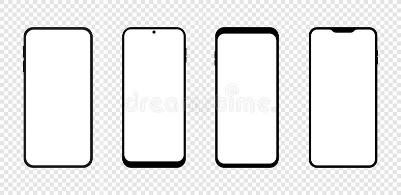 Realistic Trendy No Frame Smartphone with Blank White Screen Stock ...