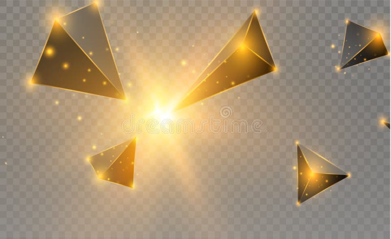Realistic Triangles and Light Effects. 3D Effect.motion of Flying ...