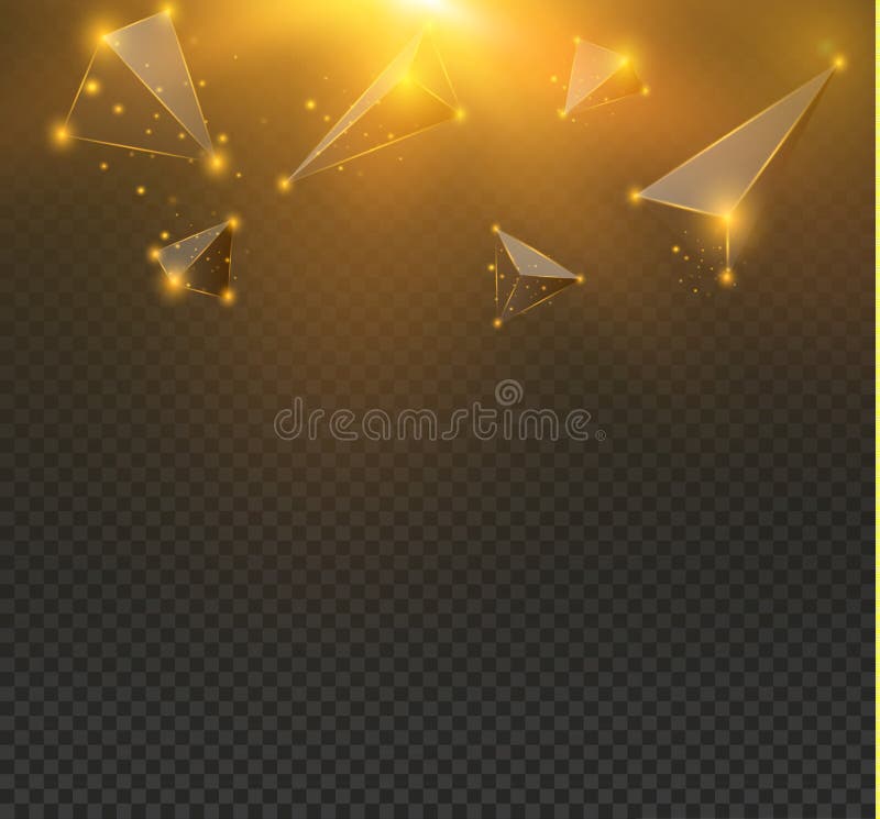 Realistic Triangles and Light Effects. 3D Effect.motion of Flying ...