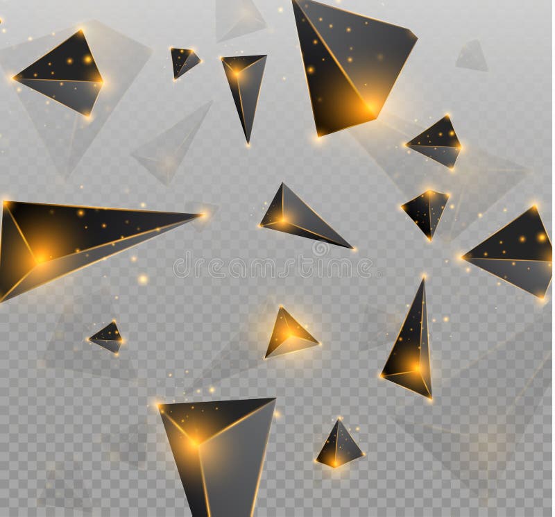 Realistic Triangles and Light Effects. 3D Effect.motion of Flying ...