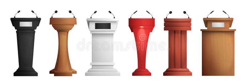 Realistic Tribunes with Microphones Set Stock Vector - Illustration of ... Realistic Tribunes with Microphones Set Stock Vector - Illustration of ...