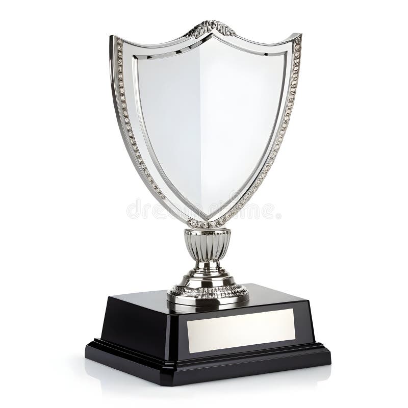 Realistic Trophy Glass Shield Isolated on White Background Stock ...