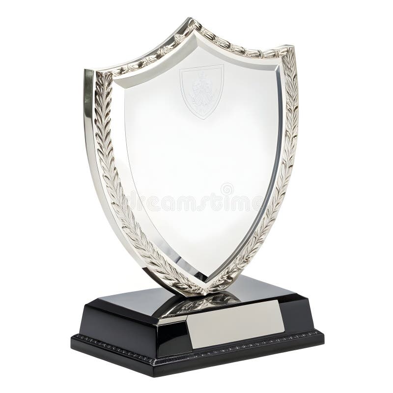 Realistic Trophy Glass Shield Isolated on White Background Stock ...
