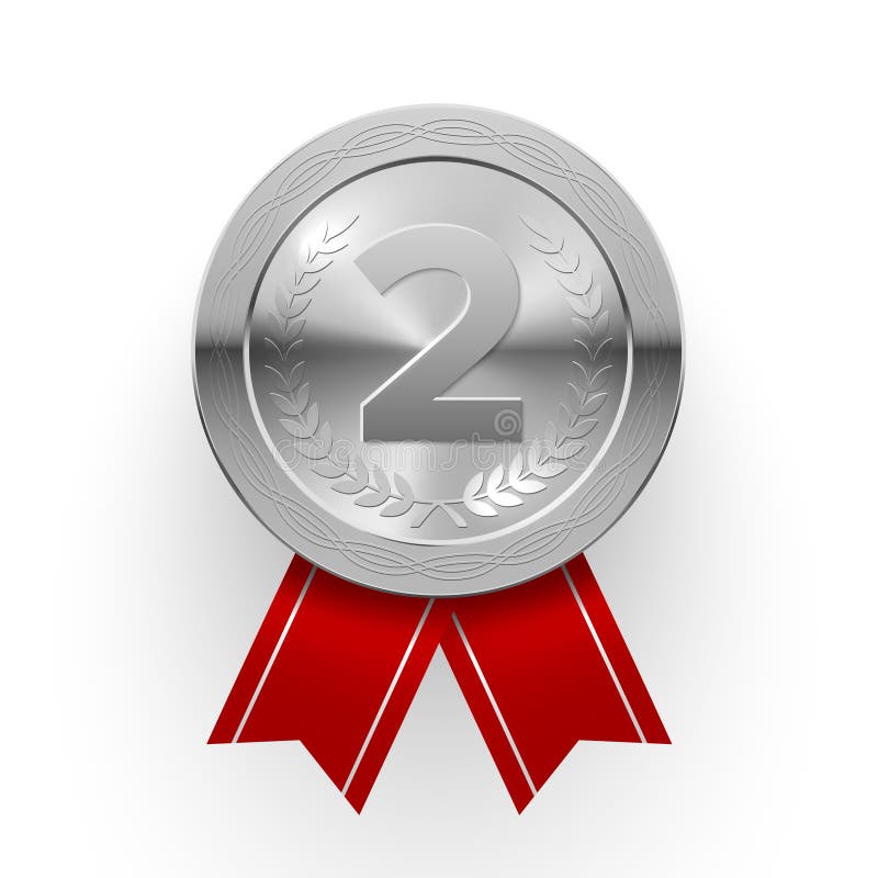 Realistic Trophy Silver Medal Decorated by Red Ribbon Vector ... Realistic Trophy Silver Medal Decorated by Red Ribbon Vector ...