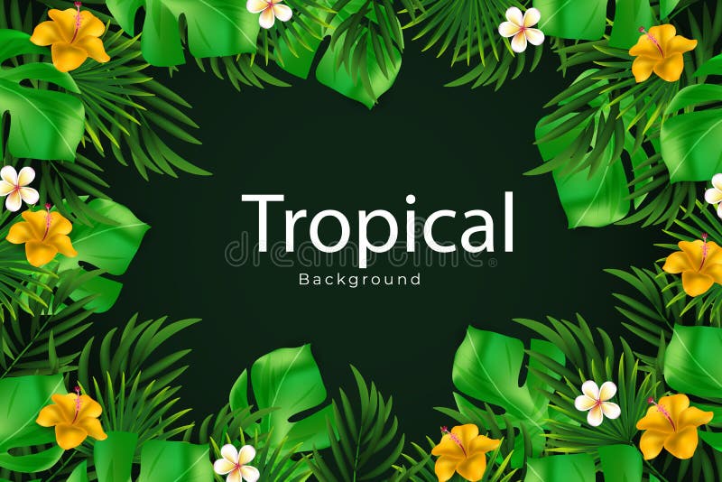 Realistic Tropical Background Vector Illustration. Stock Vector - Illustration of decoration ...