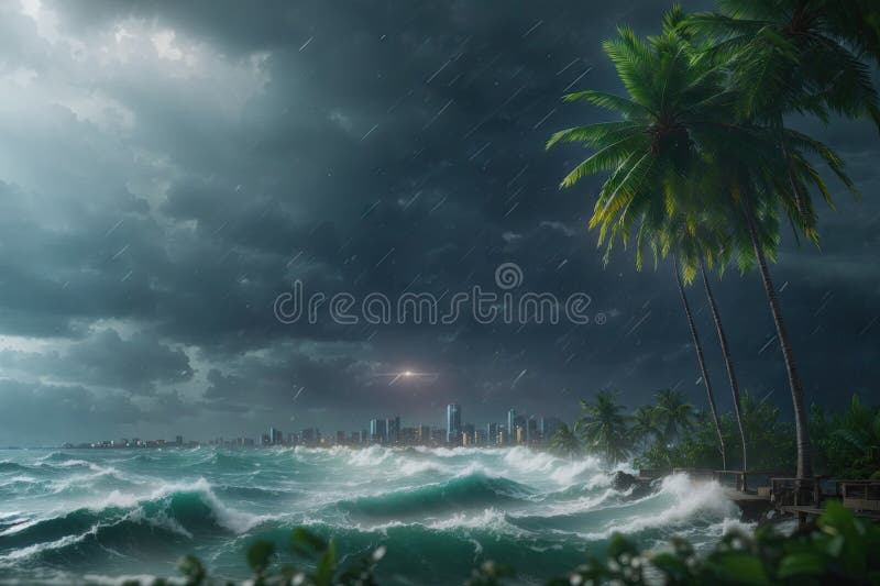 Realistic Tropical Cyclone with Powerful Winds. Ai Generative Stock ...