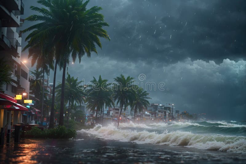 Realistic Tropical Cyclone with Powerful Winds. Ai Generative Stock ...