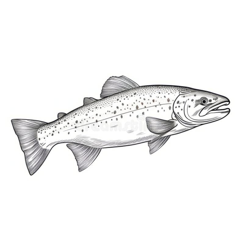 Rainbow Trout Artwork: Detailed Shading Vector Illustration Stock ...