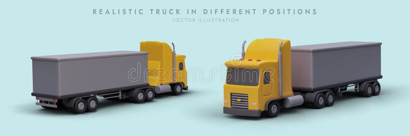 Realistic Trucks in Different Positions. Front and Back View Stock ...