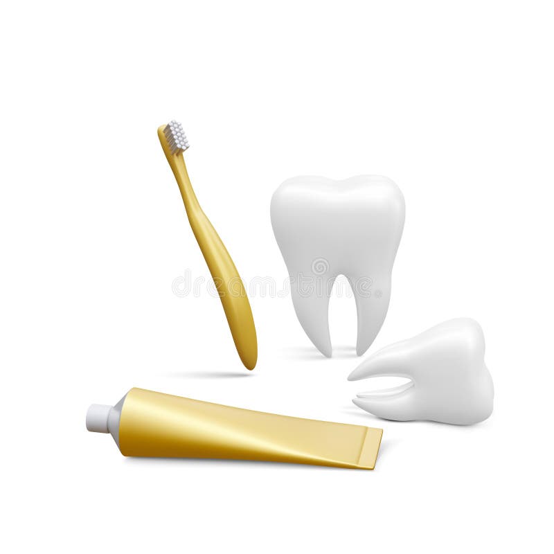 Realistic Tube Mockup Toothpaste, White Teeth and Toothbrush. Vector ...