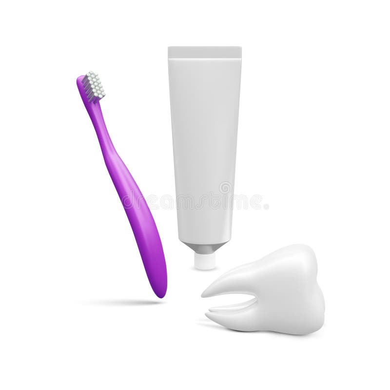 Realistic Tube Mockup Toothpaste, White Tooth and Toothbrush. Vector ...