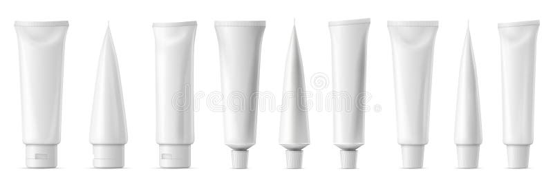 Realistic Tube Mockup. White Plastic Tuba for Toothpaste, Cream, Gel ...