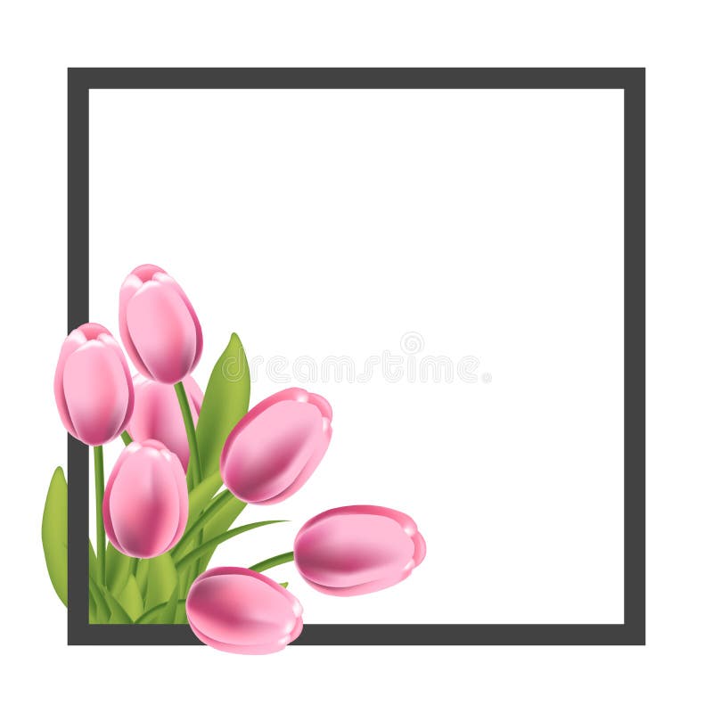 Realistic Tulips Flower Frame. Blank Template for Text, Greeting and ...