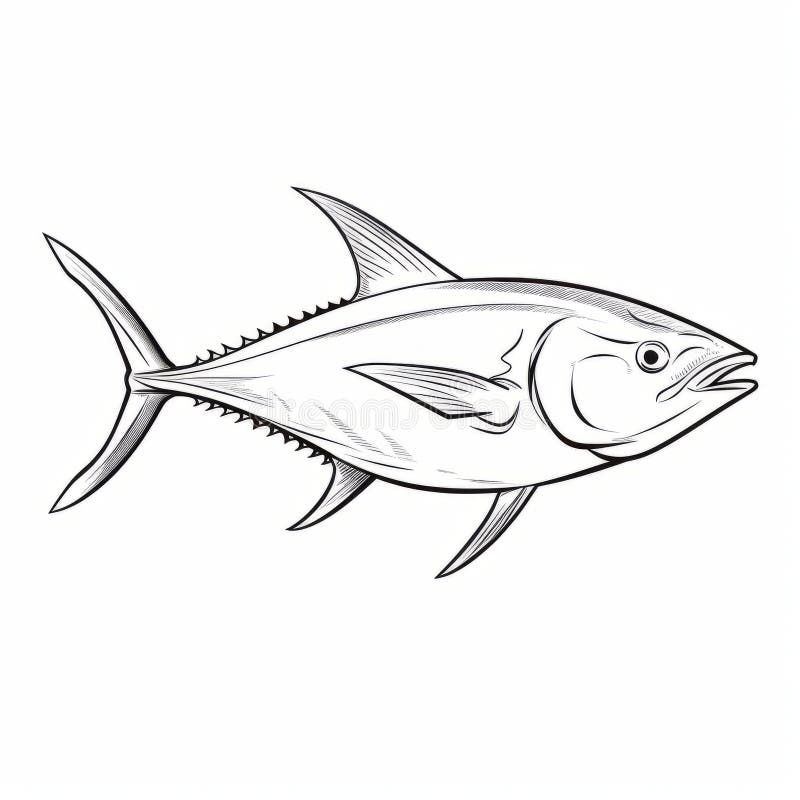 Captivating Tuna Fish Line Drawing in High Resolution Stock ...