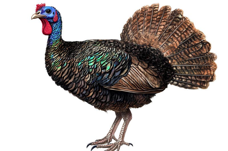 Realistic Turkey Standing in Isolation on a White Backdrop Displaying ...