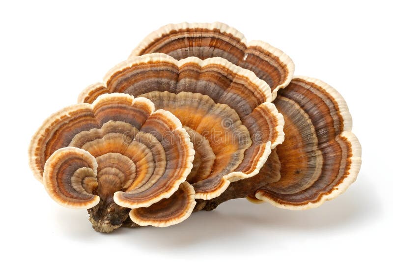 Turkey Tail Mushroom Isolated on Transparent and White Background Stock ...