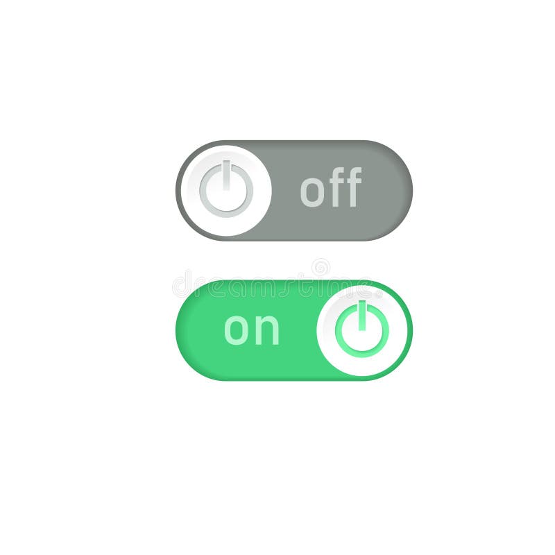 Realistic Turn on and Turn Off Swipe Buttons Isolated on White ...