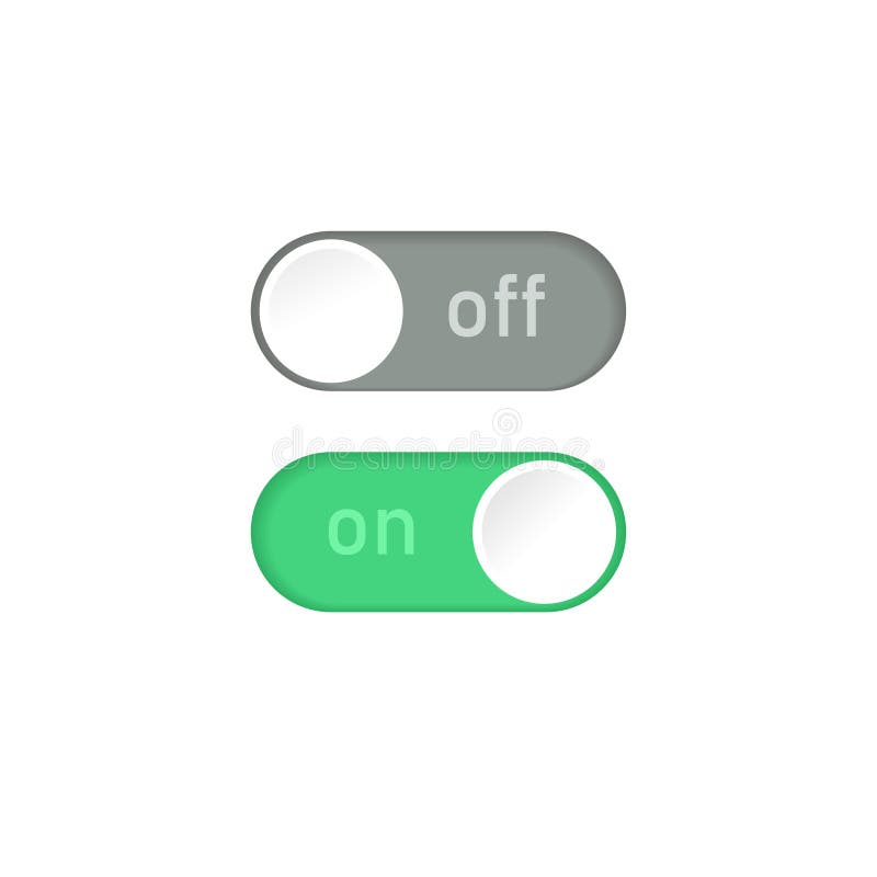 Realistic Turn on and Turn Off Swipe Buttons Isolated on White ...