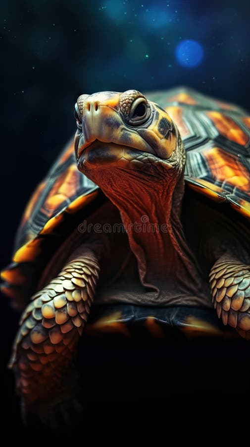 Realistic Turtle on Dark Background. Generative AI Stock Illustration ...