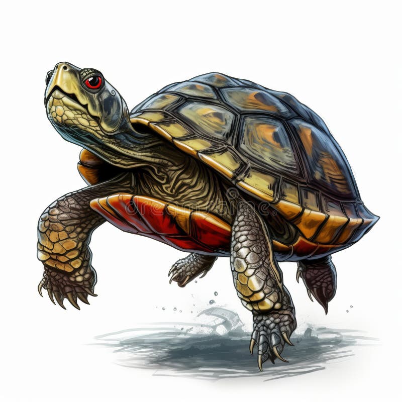 Realistic Turtle Illustration with Red Eyes Stock Illustration ...