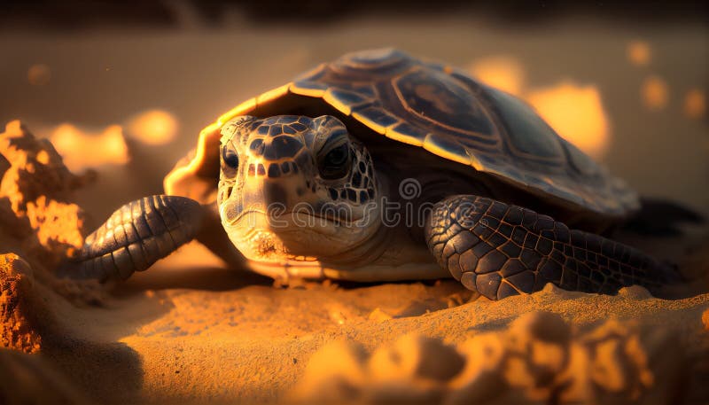 Realistic Turtle Illustration with Red Eyes Stock Illustration ...
