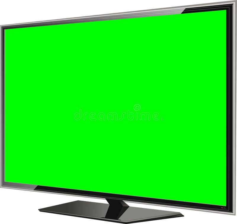 Realistic TV LCD Screen Mockup. Panel with Green Screen on Background ...