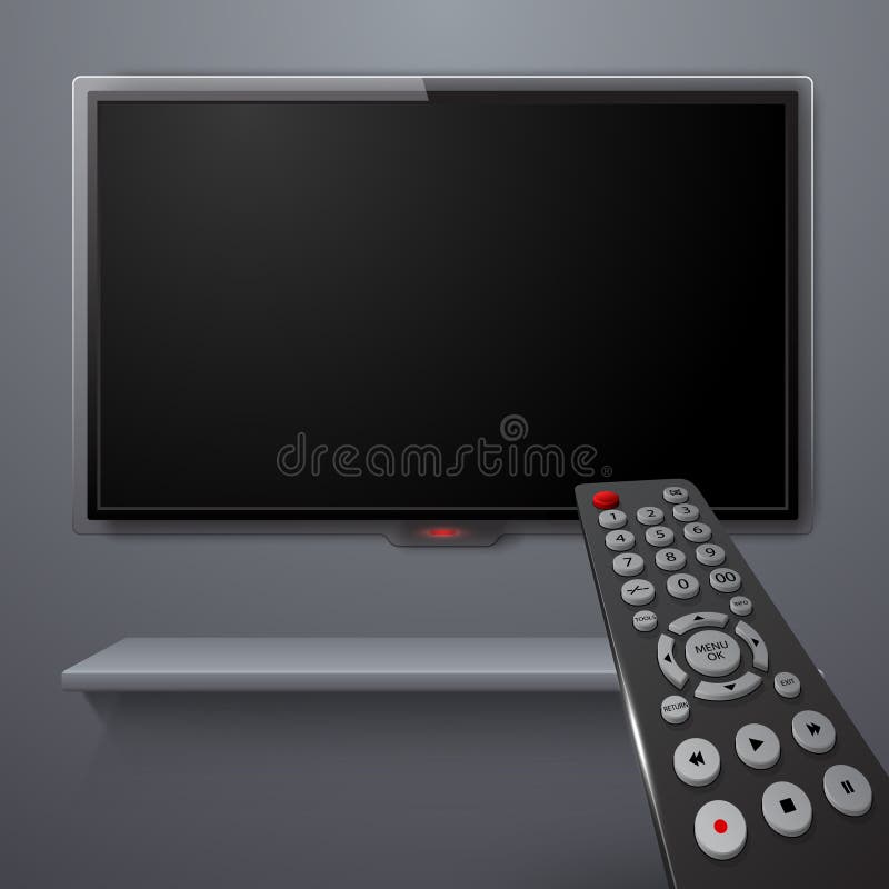 Realistic Tv Screen and 3d Remote Stock Vector - Illustration of ...