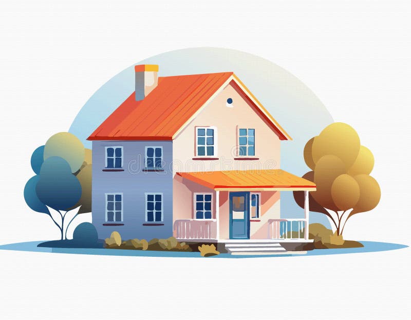 Realistic Two-storey Residential House. Architectural Visualization ...