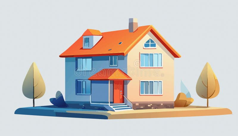 Realistic Two-storey Residential House Cottage. Architectural ...