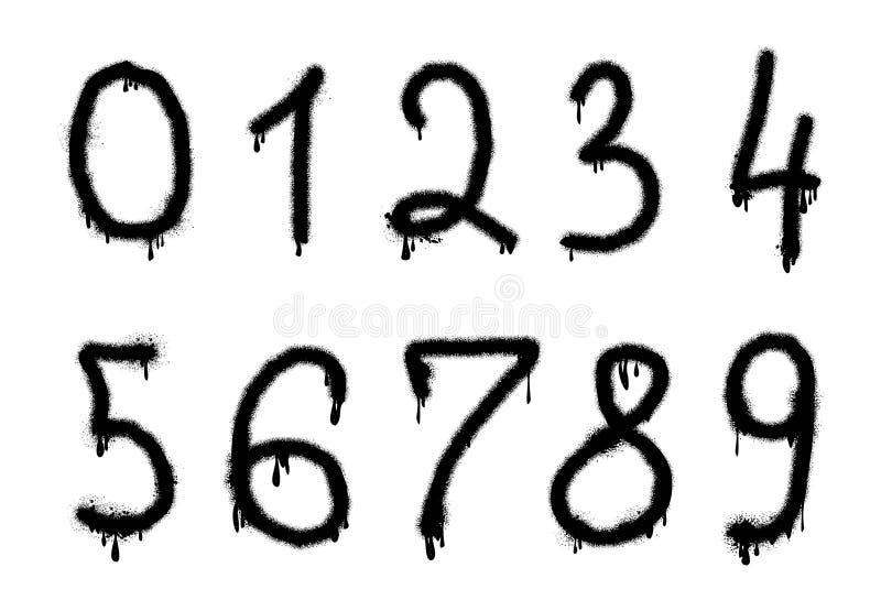 Graffiti Spray Numbers, Realistic Typeface Stock Vector - Illustration ...